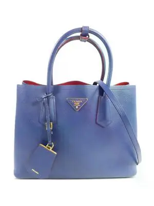 Prada Saffiano Leather Tote Bag - Blue