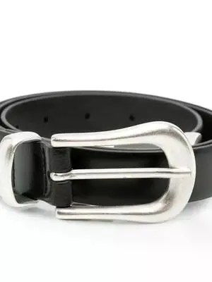 SECOND / LAYER Buckle-fastening Leather Belt - Black