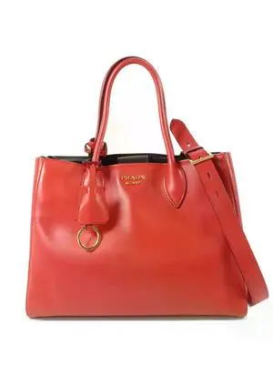 Prada Leather Tote Bag - Red
