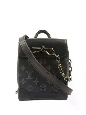 LOUIS VUITTON Nano Steamer Monogram Eclipse Shoulder Bag - Black