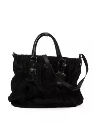 Prada 2008 Tessuto Gaufre Tote Bag - Black