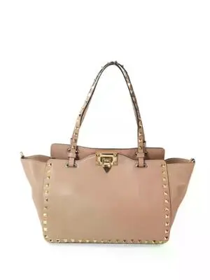 Valentino Garavani Rockstud Leather Tote Bag - Neutrals