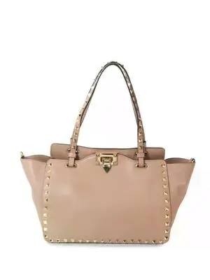 Valentino Garavani Rockstud Leather Tote Bag - Neutrals