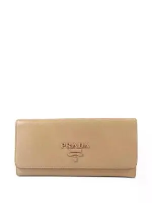 Prada Logo-plaque Leather Wallet - Neutrals
