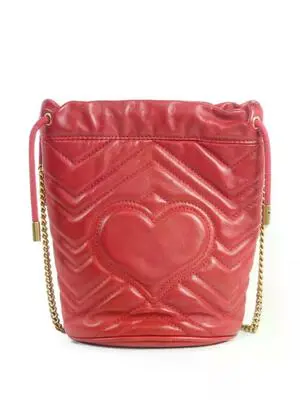 Gucci Mini Gg Logo-plaque Quilted Shoulder Bag - Red