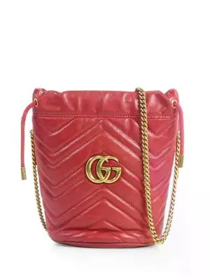 Gucci Mini Gg Logo-plaque Quilted Shoulder Bag - Red