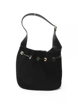 Gucci Eyelet Drawstring Shoulder Bag - Black