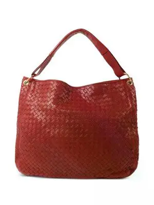 Bottega Veneta Intrecciato Shoulder Bag Red