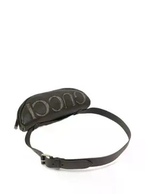 Gucci Gg Logo Leather Belt Bag - Black
