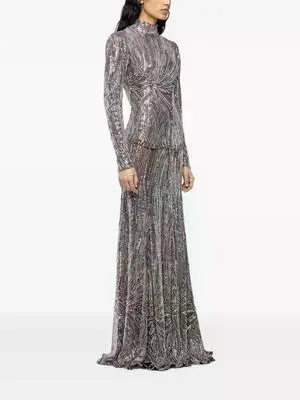 Rabanne Tone Sequin Embellished High Neck Top