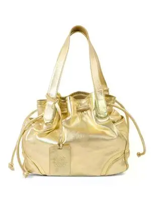 Loewe Drawstring Leather Shoulder Bag - Gold