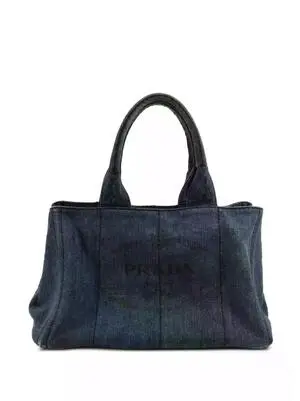 Prada Denim Logo-print Tote Bag - Blue