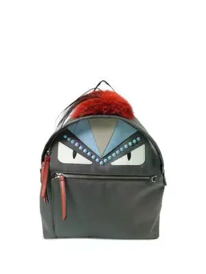Fendi Monster Fur-trim Backpack - Grey