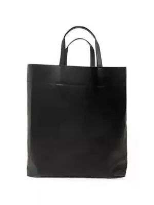 Balenciaga Logo Print Leather Tote Bag - Black