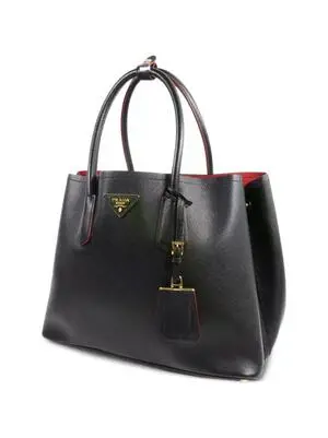 Prada Leather Tote Bag With Logo Detail