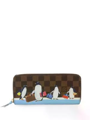 LOUIS VUITTON Clemence Damier Ebene Penguins Long Wallet - Brown