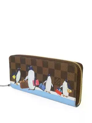 LOUIS VUITTON Clemence Damier Ebene Penguins Long Wallet - Brown