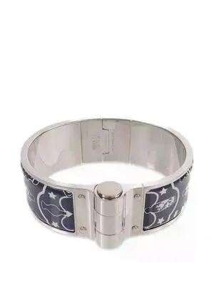Hermès Charnière Enamel Bangle Bracelet - Silver