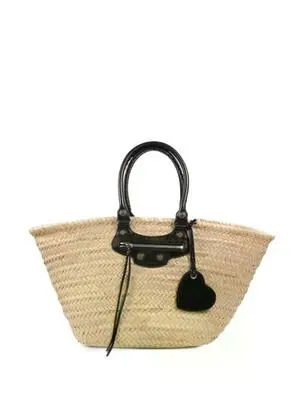 Balenciaga Balenciaga Le Cagole Raffia Shoulder Bag Neutrals
