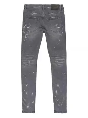 PURPLE BRAND Knee-slit Paint-splatter Jeans
