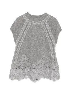 Ermanno Scervino Cashmere Lace Top - Grey