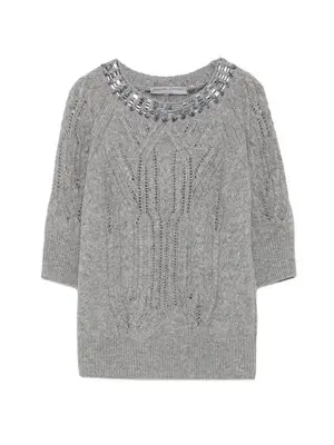 Ermanno Scervino Embellished Neckline Cashmere Sweater - Grey