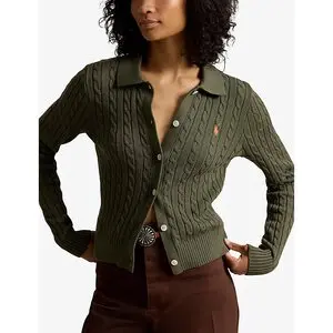 Polo Ralph Lauren Cable-knitted Cotton Cardigan - Olive