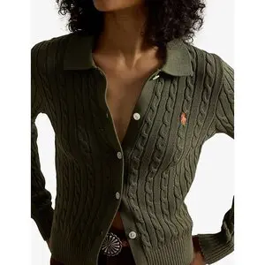 Polo Ralph Lauren Cable-knitted Cotton Cardigan - Olive