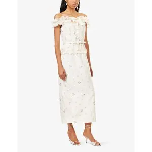 Alessandra Rich Floral-print Taffeta Silk Midi Dress