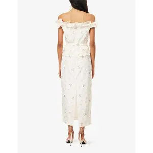 Alessandra Rich Floral-print Taffeta Silk Midi Dress