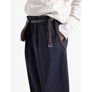 Prada Tapered-leg Mid-rise Wool-blend Trousers