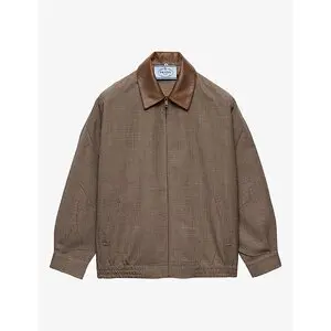 Prada Houndstooth Relaxed-fit Wool Jacket