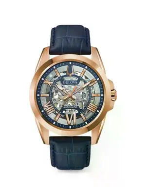 Bulova Sutton Skeleton-dial 42mm Watch - Blue