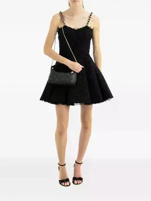 Balmain Chain-link-strap Frayed-edge Mini Dress