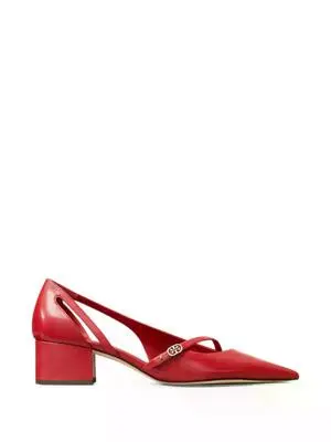 Tory Burch Double T Buckle D'orsay Pumps - Red
