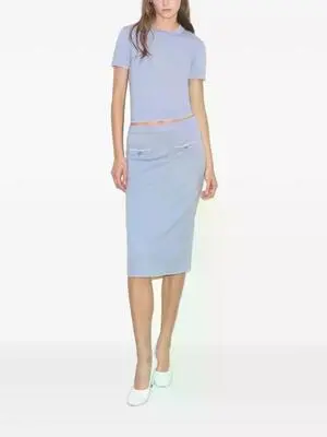 Tory Burch Wool Scalloped Skirt - Blue