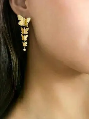TANYA FARAH Diamond-embellishment Butterfly Earrings