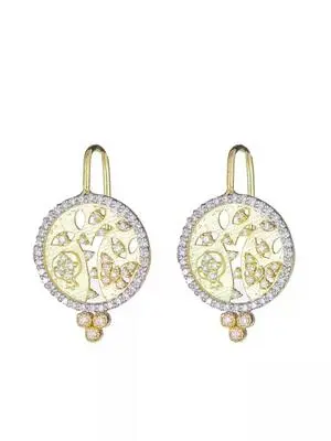 TANYA FARAH 18k Yellow Tree Of Life Diamond Earrings - Gold