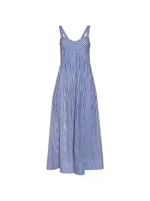 LA LIGNE Madeline Striped-pattern Midi Dress - Blue