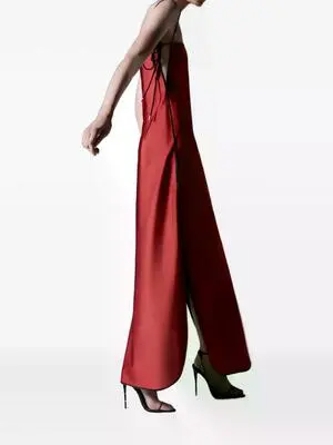 TEMILY Satin-finish Maxi Dress With Side Tie Fastening - Red