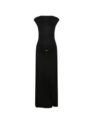 IZAAK AZANEI Ring Detail Boat-neck Maxi Dress - Black