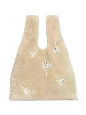 Simone Rocha Embellished Faux-fur Tote Bag - Neutrals