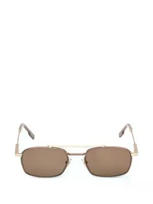 Zegna Double-bridge Rectangle-frame Sunglasses