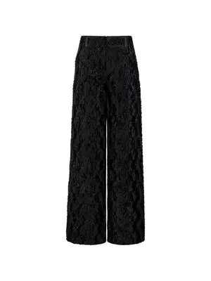 MAITRE PIERRE Textured Straight-leg Trousers - Black