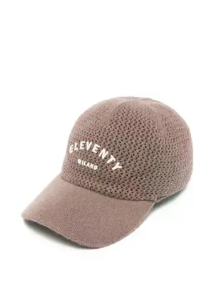 Eleventy Logo-embroidered Cashmere-wool Cap - Brown
