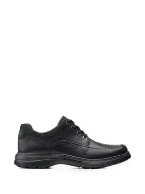 Clarks Un Brawley Lace Pebbled-leather Shoes - Black