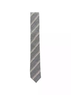 Eleventy Diagonal-stripe Wool Tie - Grey