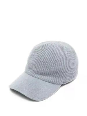 Eleventy Ribbed-knit Cashmere Baseball Cap - Blue