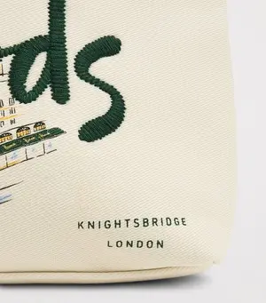 Harrods Medium Canvas City Stories Wash Bag - Ivory