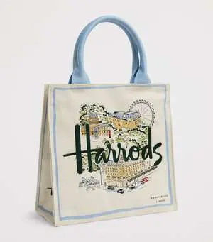 Harrods Small Canvas City Stories Tote Bag